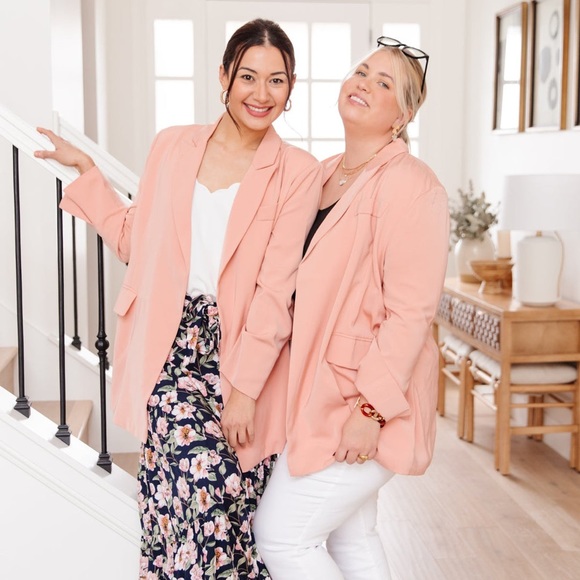 sugar Fox | Jackets & Coats | Nwot Sugar Fox Pink Oversized Boyfriend ...